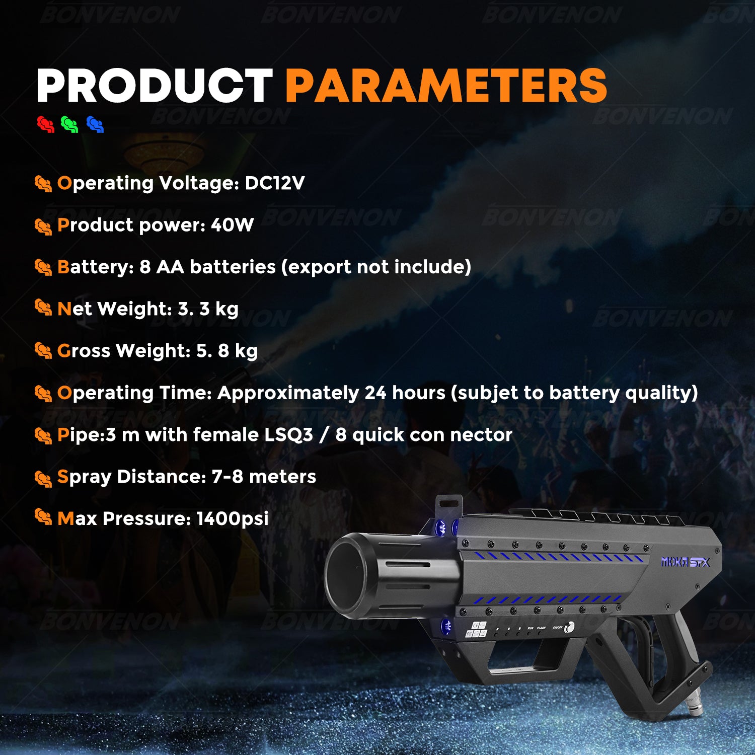 MOKA SFX H-C08 Magic LED CO2 gun - MOKA SFX