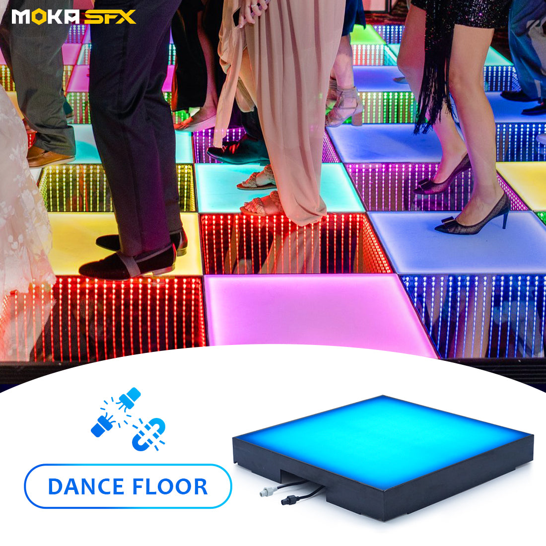 MOKA SFX MK-LD02 Matte Rainbow Magnet Led Dance Floor Wedding for Bars, Parties and Nightclubs ...