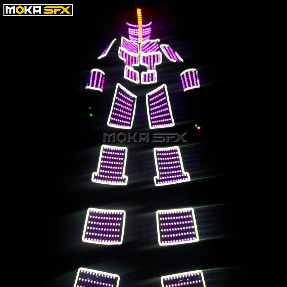 Robot costume LED stilts walker LED stage light dressed in bright ...